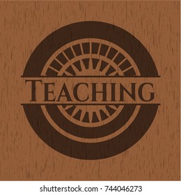 Teaching Realistic Wood Emblem Stock Vector (Royalty Free) 744046273 ...