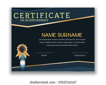 Teal Color Certificate Achievement Template Badge Stock Vector (Royalty ...