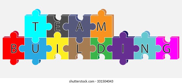 Team Building Concept Puzzle Teamwork Business Stock Vector (Royalty ...