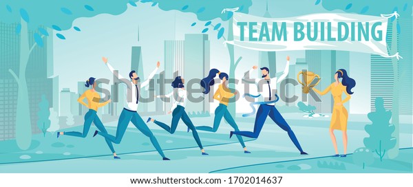 Team Building Healthy Competition Cartoon Office: เวกเตอร์สต็อก (ปลอด ...