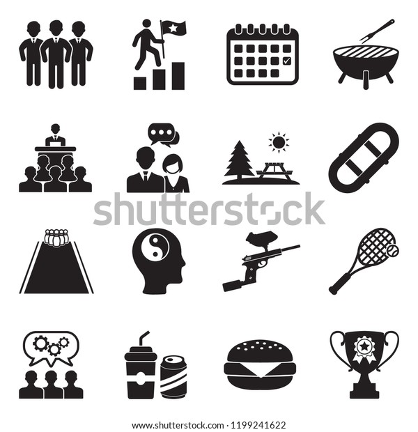 Team Building Icons Black Flat Design Stock Vector (Royalty Free ...