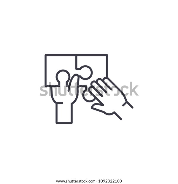 Team Building Linear Icon Concept Team Stock Vector (Royalty Free ...