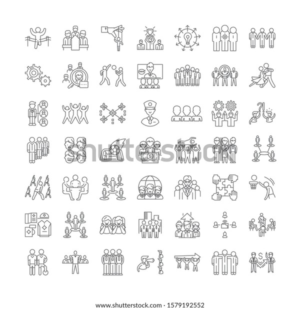 Team Building Linear Icons Signs Symbols Stock Vector (Royalty Free ...