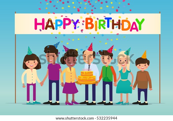 Team Celebrates Birthday Stock Vector (Royalty Free) 532235944
