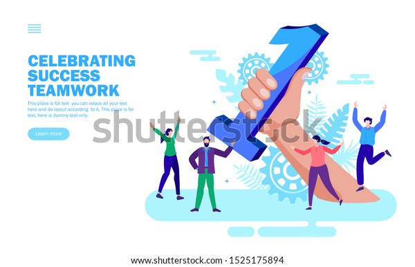 Team Celebrating Hand Number 1 Joyfully Stock Vector (Royalty Free ...