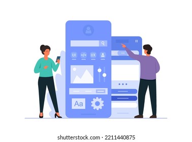 Team Characters Creates Design Mobile Application Stock Vector (Royalty ...