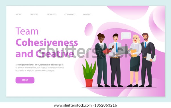 Team Cohesiveness Creative Website Vector Teamwork: เวกเตอร์สต็อก (ปลอด ...