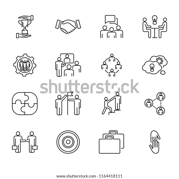 Team Collaboration Vector Illustration Collection Set Stock Vector ...