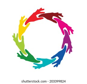 Hands Holding Circle Colorful Hands Logo Stock Vector (Royalty Free ...