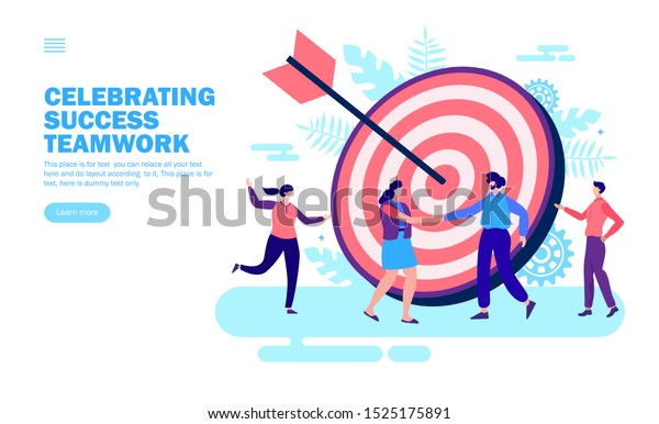 Team Congratulating Each Other Target Achievement Stock Vector (Royalty ...