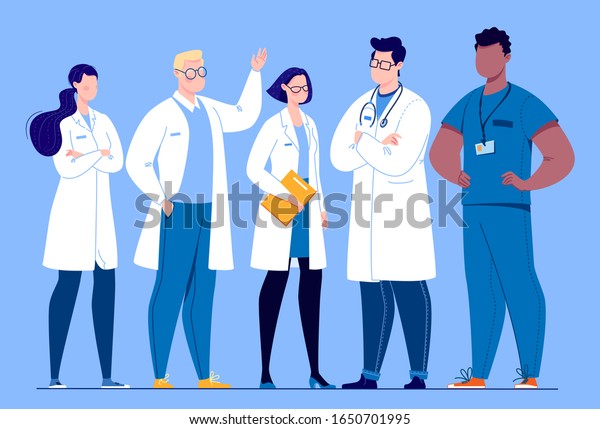 Team Doctors Cartoon Style Concept Medical Stock Vector (Royalty Free ...