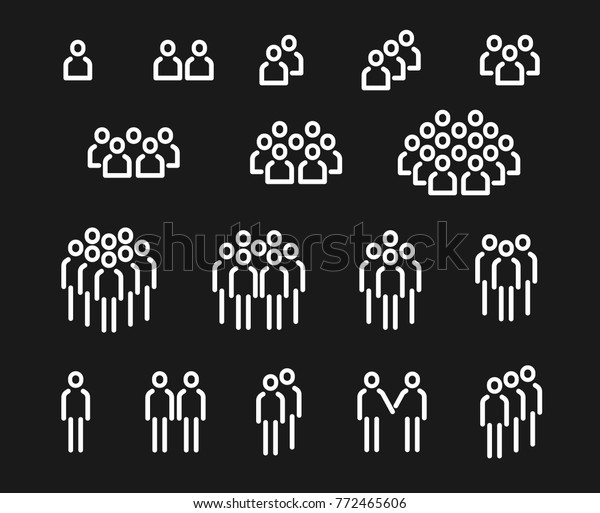 Team Icon Set On Black Background Stock Vector (Royalty Free) 772465606