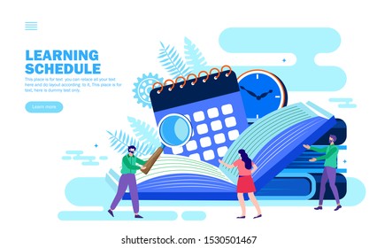 Team Learning Schedule Books Calendar Clock Stock Vector (Royalty Free ...