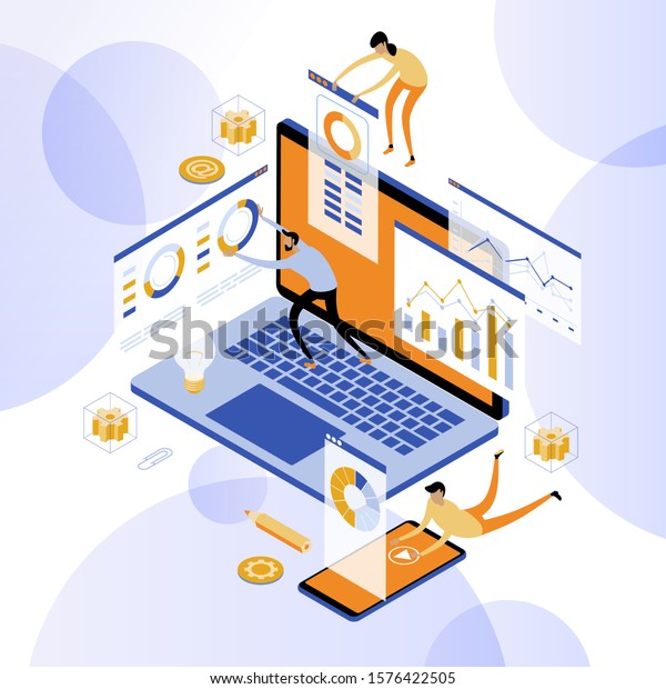 Team People Build Chart Graphs Concept Stock Vector (Royalty Free ...
