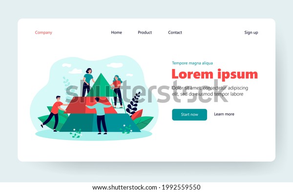 Team People Building Pyramid Connecting Puzzle Stock Vector (Royalty ...