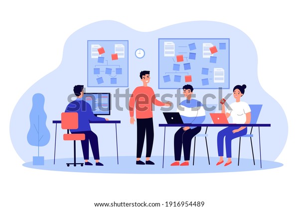 Team Programmers Developing Software Working On Stock Vector (Royalty ... Team Programmers Developing Software Working On Stock Vector (Royalty ...