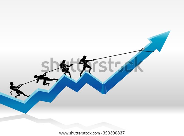 Team Pulling Graphbusiness Teamwork Concept Derived Stock Vector ...