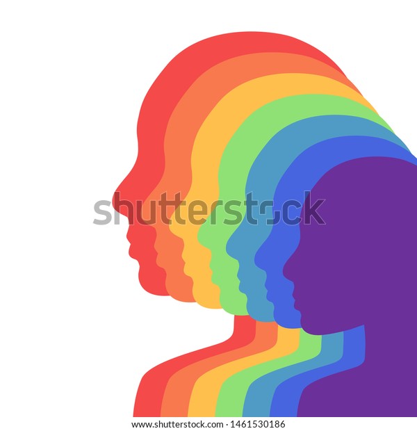 Team Rainbow People Profile Layered Illustration: เวกเตอร์สต็อก (ปลอด ...