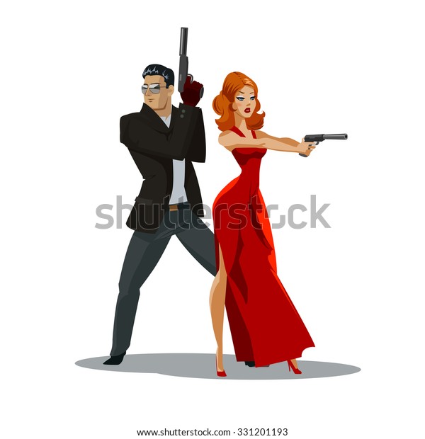 Team Secret Agents Posing On Camera Stock Vector (Royalty Free ...