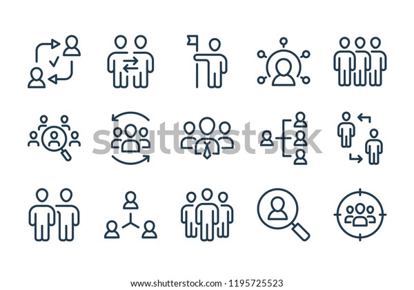 Team Teamwork Training Line Icons Partnership Stock Vector (Royalty ...