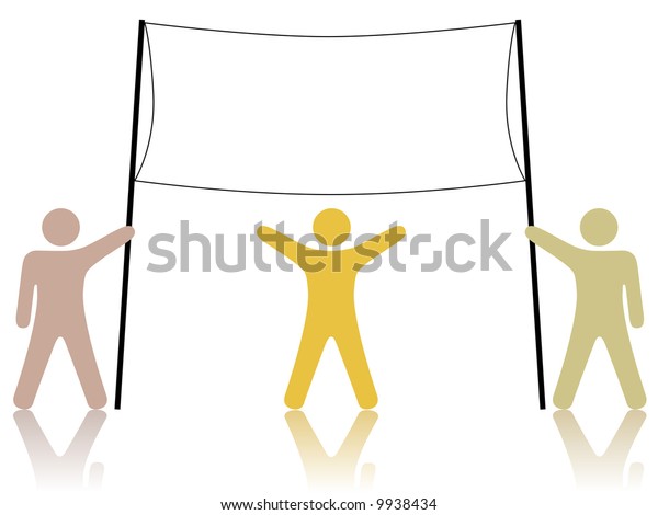Team Three People Hold Sign Banner Stock Vector (Royalty Free) 9938434 ...