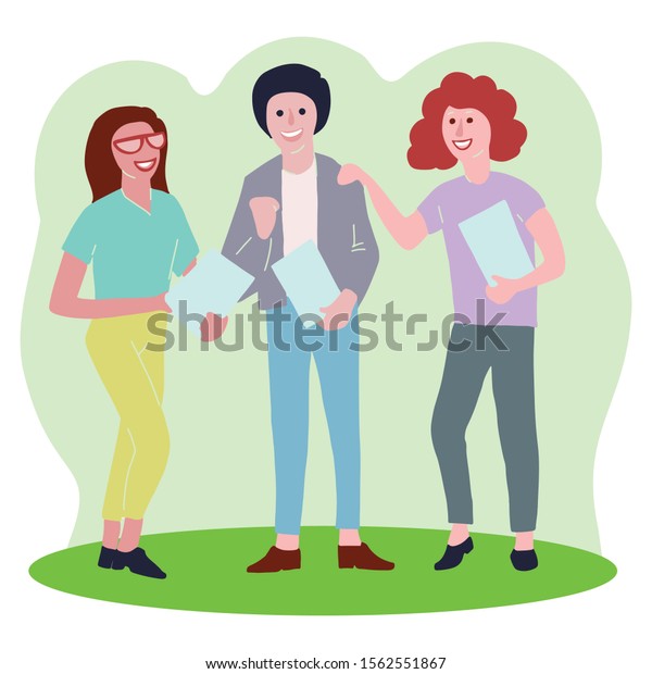 Team Three People Working Together Leader Stock Vector (Royalty Free ...