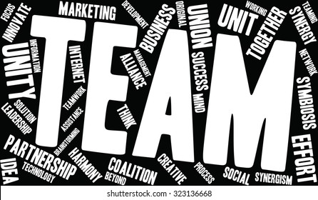 Team Word Cloud On Black Background Stock Vector (Royalty Free ...