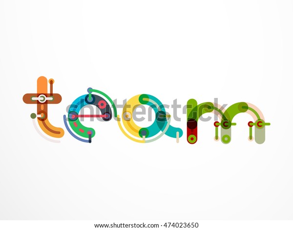 Team Word Lettering Banner Geometric Thin Stock Vector (Royalty Free ...