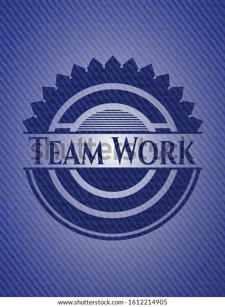 Team Work Badge Denim Background Vector Stock Vector (Royalty Free ...