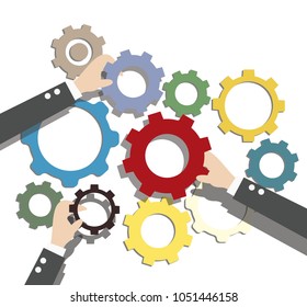 Team Work Illustration Hand Gear Stock Vector (Royalty Free) 1051446158 ...