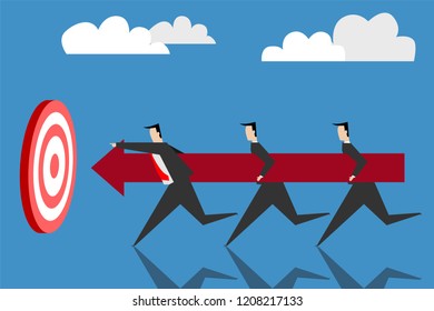 Team Work Illustration Hit Target Business Stock Vector (Royalty Free ...