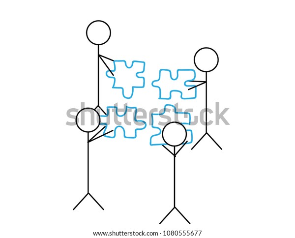 Team Work Illustration Stick Figures Holding Stock Vector (Royalty Free ...
