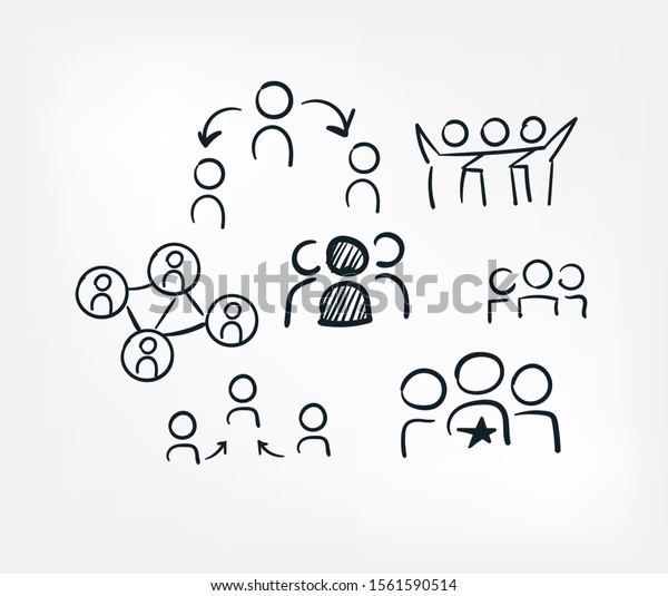 Team Work Line Art Doodle Vector Stock Vector (Royalty Free) 1561590514 ...