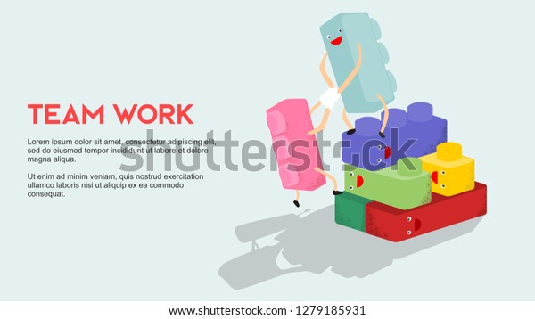 Team Work Metaphor Group Lego Block Stock Vector (Royalty Free) 1279185931