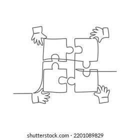 Team Work One Line Drawing Concept Stock Vector (Royalty Free ...