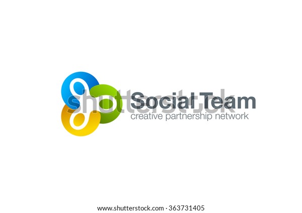 Team Work Social Logo Design Vector 스톡 벡터(로열티 프리) 363731405