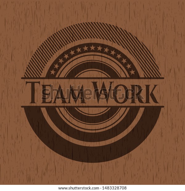 Team Work Wood Emblem Retro Vector Stock Vector (Royalty Free ...