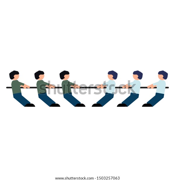Teams Pulling Rope Competing On White Stock Vector (Royalty Free ...