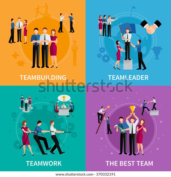 Teamwork 2x2 Design Concept Set Corporate Stock Vector (Royalty Free ...
