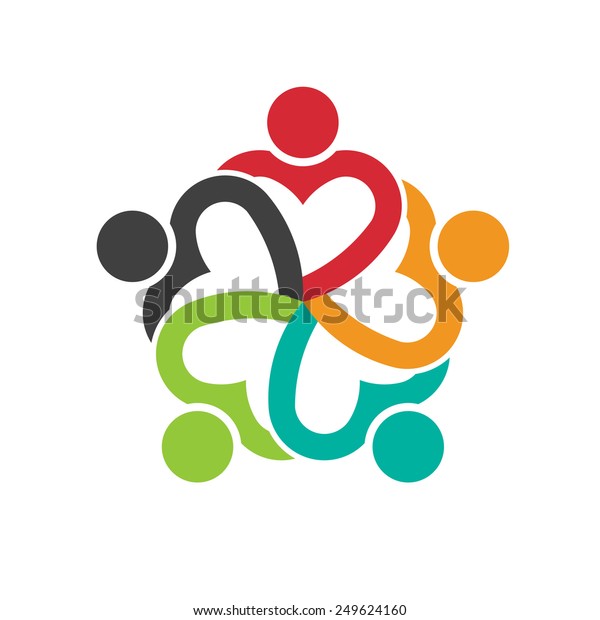 Teamwork 5 Heart People Logo Social Stock Vector (Royalty Free) 249624160