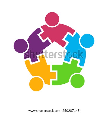 Teamwork 5 People Logo Circle Interlaced Concept Stock Vector (Royalty ...