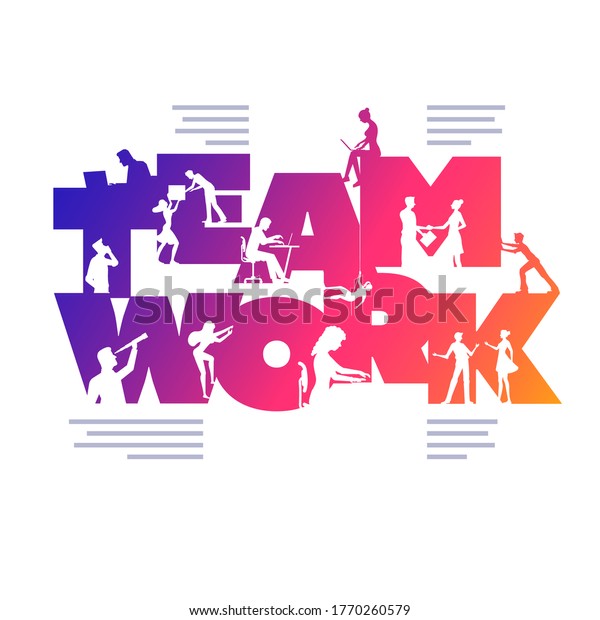 Teamwork Business Concept Poster Design Template Stock Vector (Royalty ...