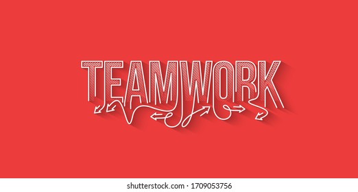 Teamwork Calligraphic Line Art Text Banner Stock Vector (Royalty Free ...