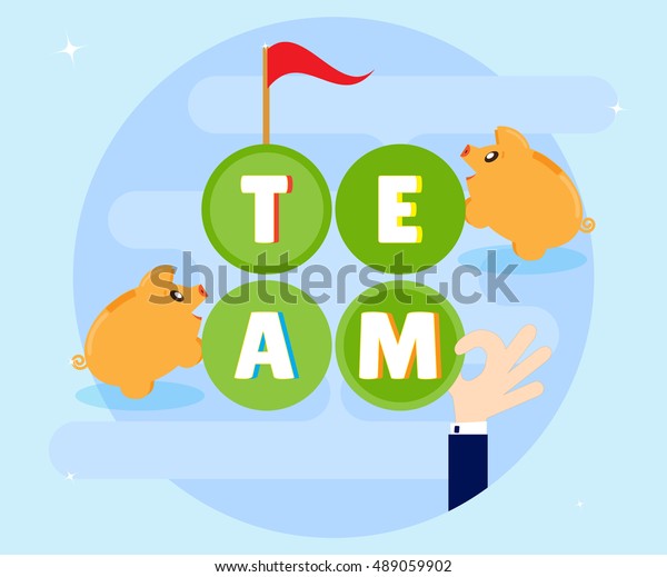 Teamwork Cohesive Coordinated Work Team Members Stock Vector (Royalty ...