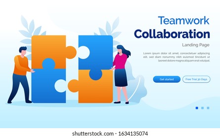 Teamwork Collaboration Winning Landing Page Website Stock Vector (Royalty Free) 1634135074 ...