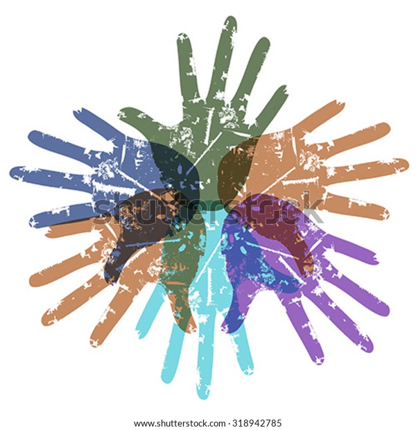 Teamwork Color Hands Around Stock Vector (Royalty Free) 318942785 ...