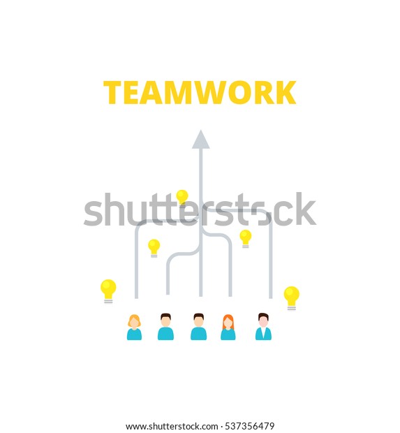 Teamwork Concept Arrows People Moving One Stock Vector (Royalty Free ...