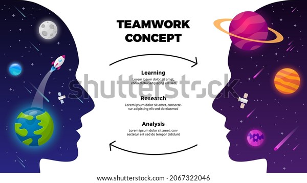 Teamwork Concept Universe Background Startup Vector Stock Vector ...