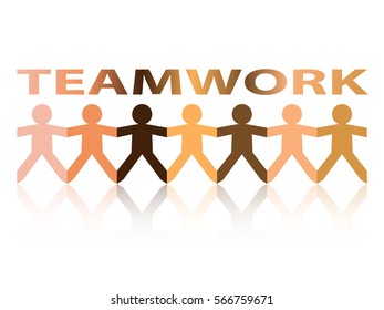 Teamwork Cut Out Paper People Chain Stock Vector (Royalty Free ...