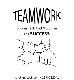 Teamwork Divides Task Multiplies Success Motivation Stock Vector ...